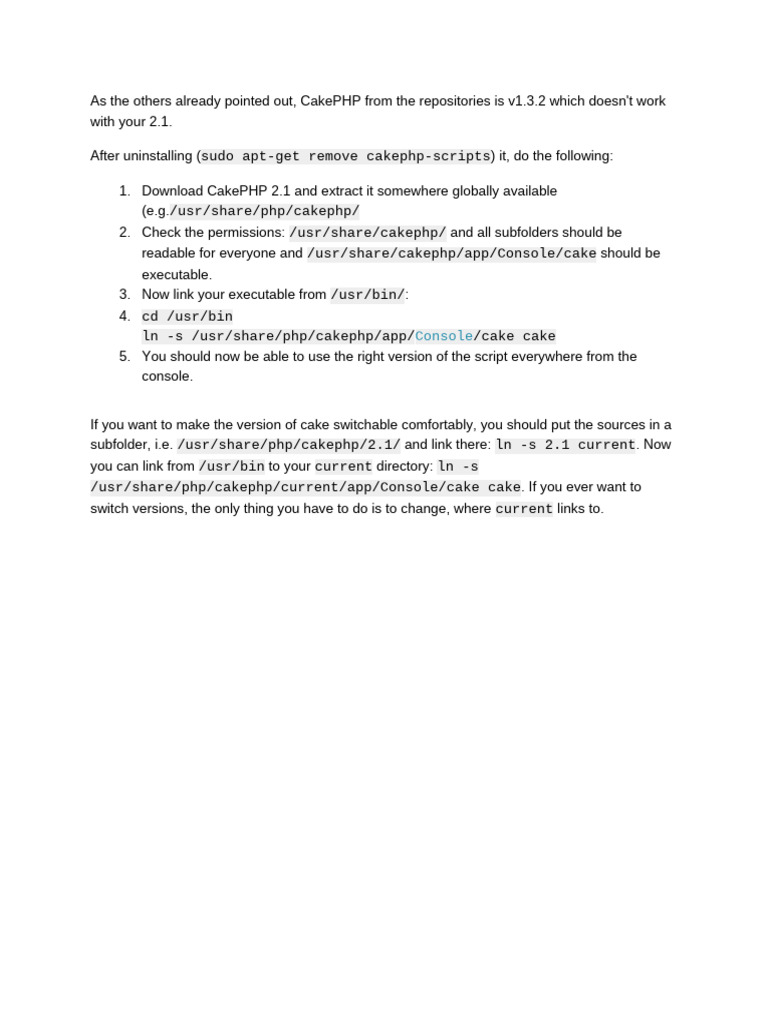 Install CakePHP 2.1 on Ubuntu | PDF