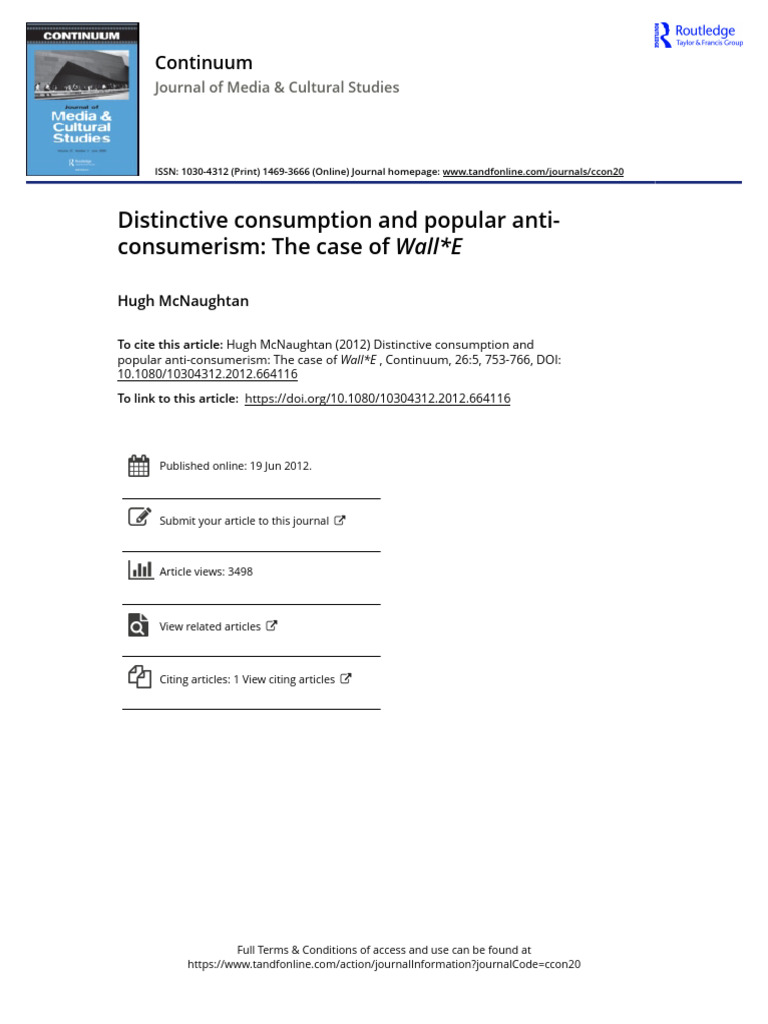 Wall*E and Anti-Consumerism Analysis | PDF | Consumerism | Aesthetics