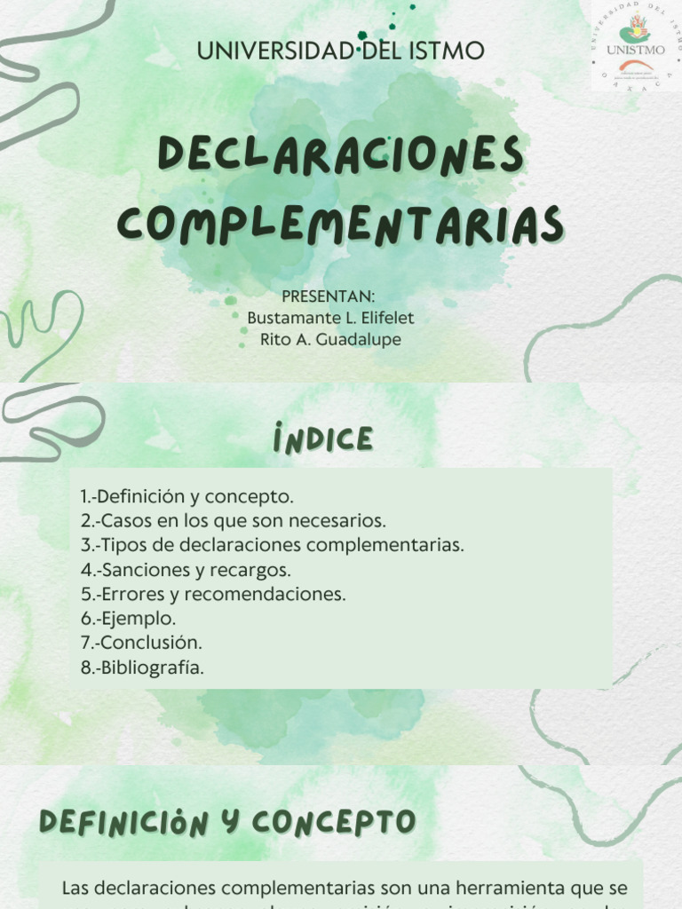 Declaraciones Complementarias | PDF