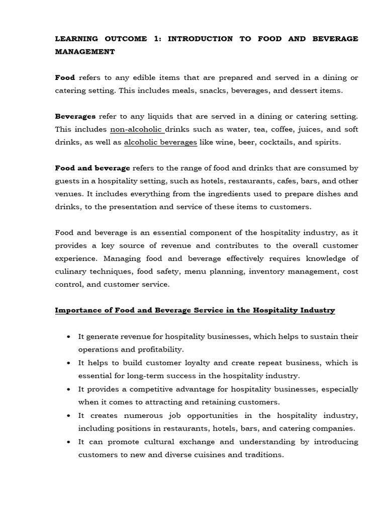 Complete Module-Food and Beverage | PDF | Menu | Wine