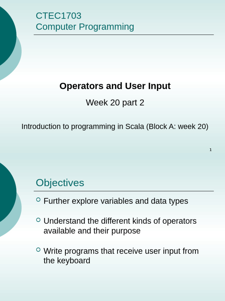 Operators Userinput Week20part2 Block A Pdf Data Type Integer