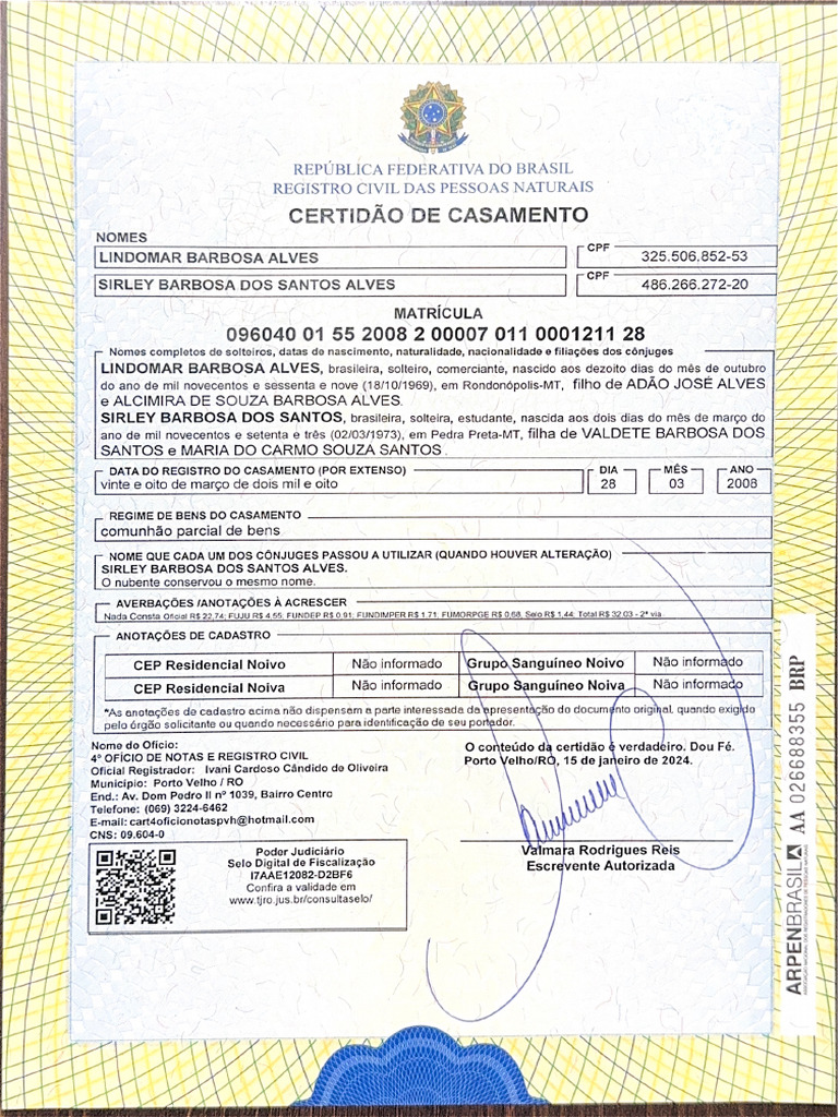 Certidão de Casamento | PDF