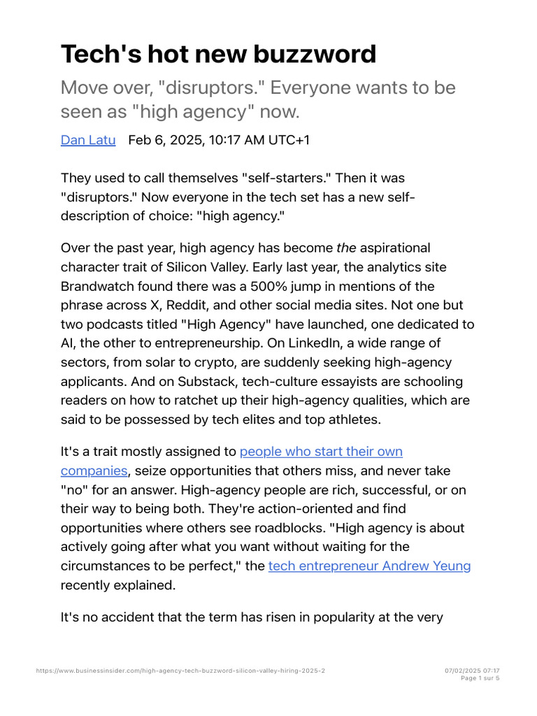 Silicon Valley's Hot New Buzzword - High Agency - Business Insider | PDF | Elon Musk