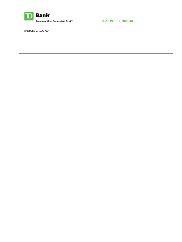 TD Bank Statement USA | PDF | Debit Card | Visa Inc.