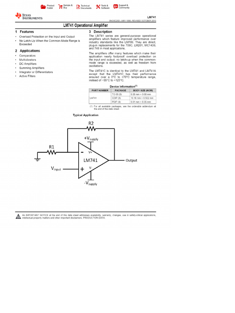 LM741 Datasheet | PDF