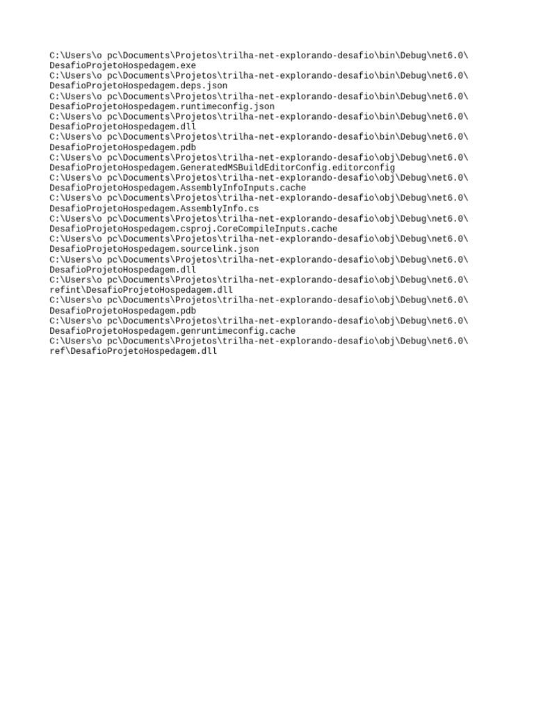 DesafioProjetoHospedagem Csproj FileListAbsolute | PDF