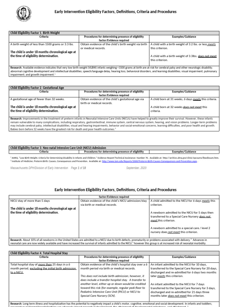 Ei Child and Family Eligibility Factors Accessible | PDF | Mental ...