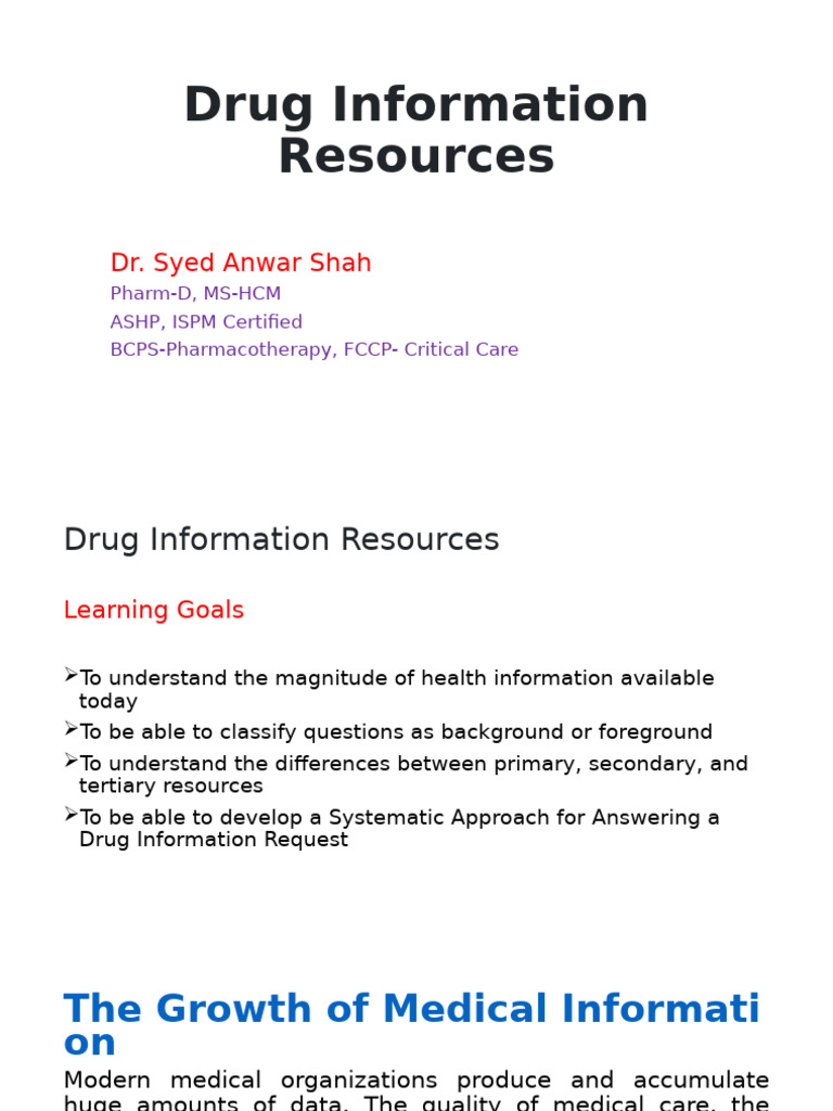 Drug Information Resources For KMU | PDF | Pharmacy | Clinical Trial