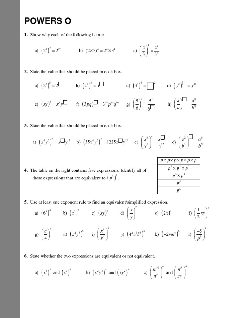 Simplifying Expressions with Exponents | PDF | Volume | Elementary ...