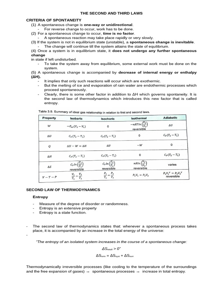 Second and Third Laws of Thermodynamics | PDF | Entropy | Heat