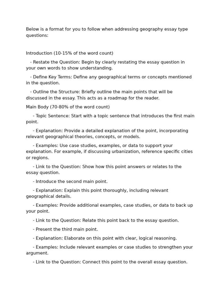 Geography Essay Structure Guide | PDF