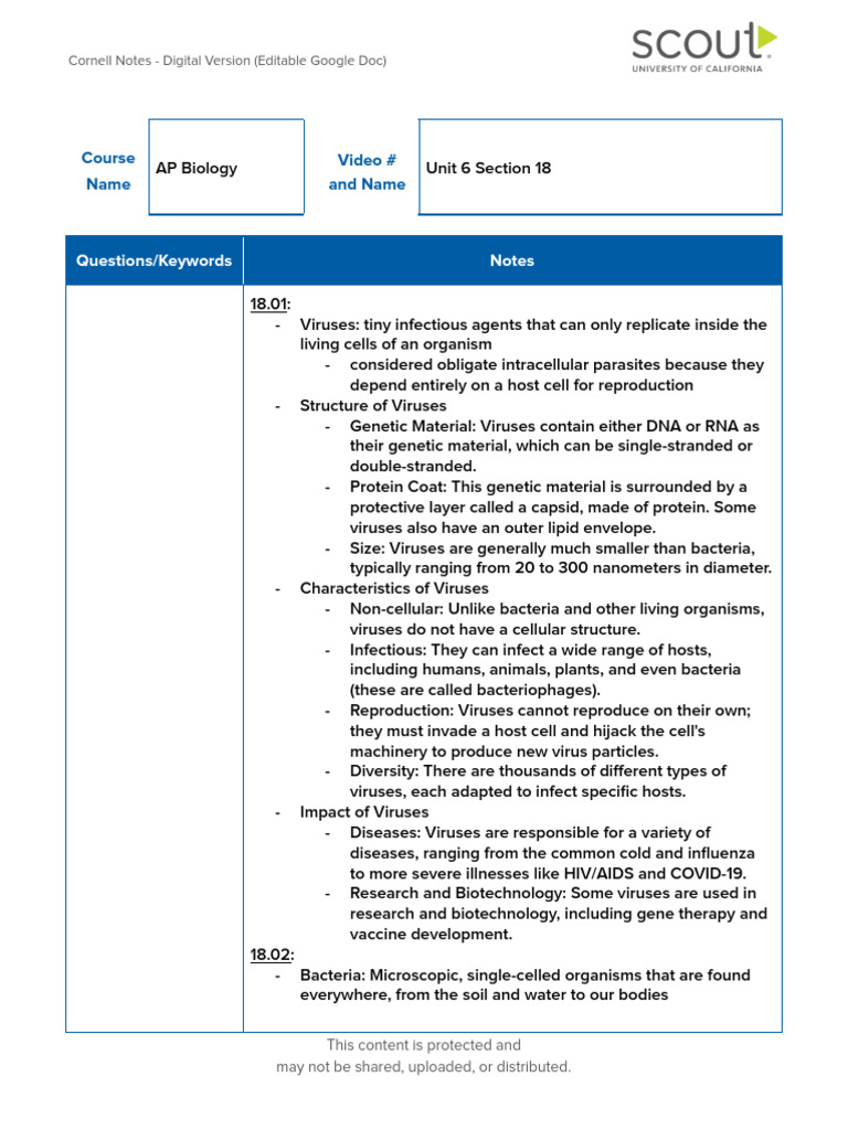 AP Bio - Unit 6 Section 18 | PDF | Operon | Virus