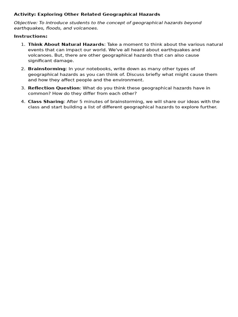 Other Geographical Hazard Activity | PDF