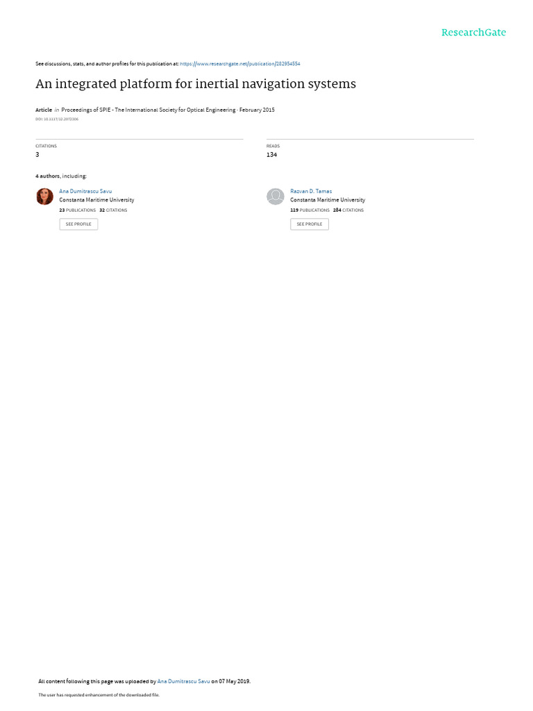 An Integrated Platform For Inertial Navigation Systems | PDF | Inertial Navigation System ...