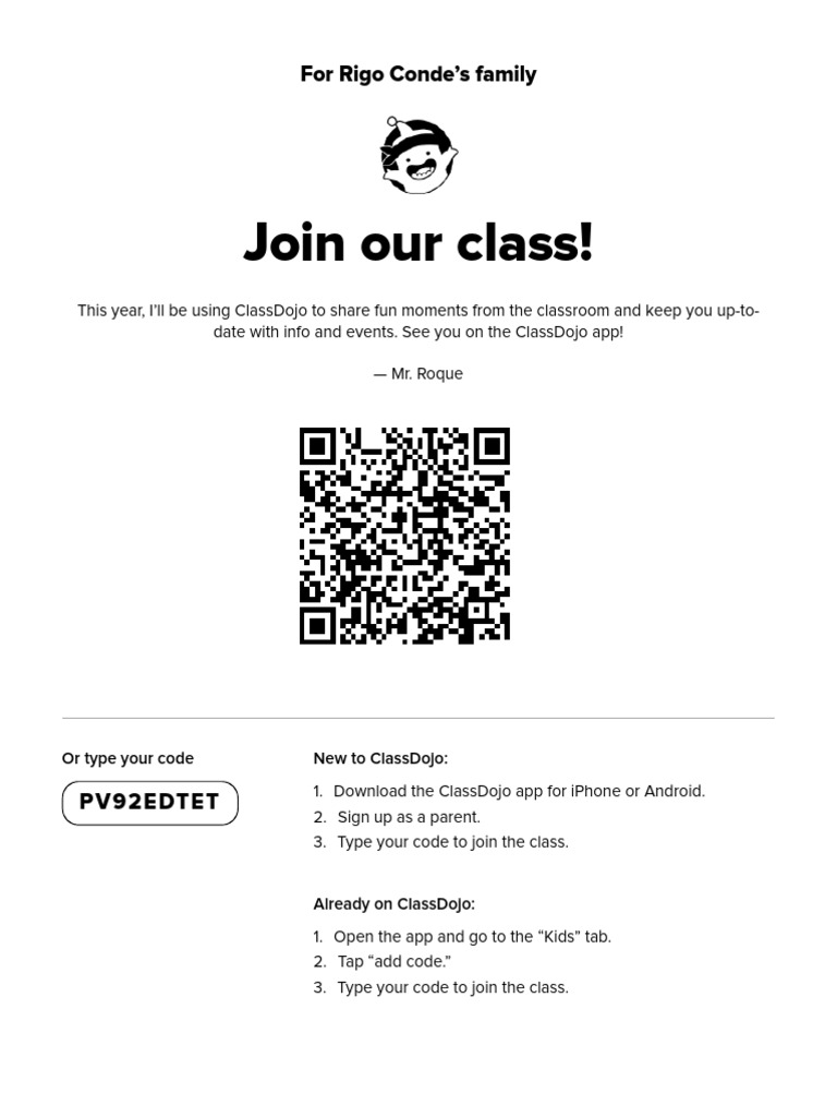 Family Invites Printout For Mr. Roque AWC Mat-81 Spring 2025 | PDF