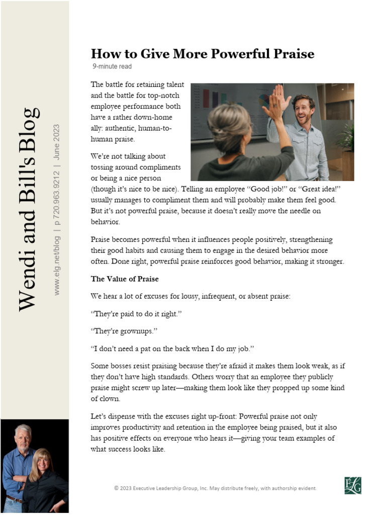 How To Give More Powerful Praise | PDF | Psychology | Behavioural Sciences