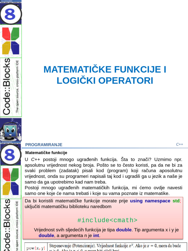 29 - Matematičke Funkcije I Logički Operatori | PDF
