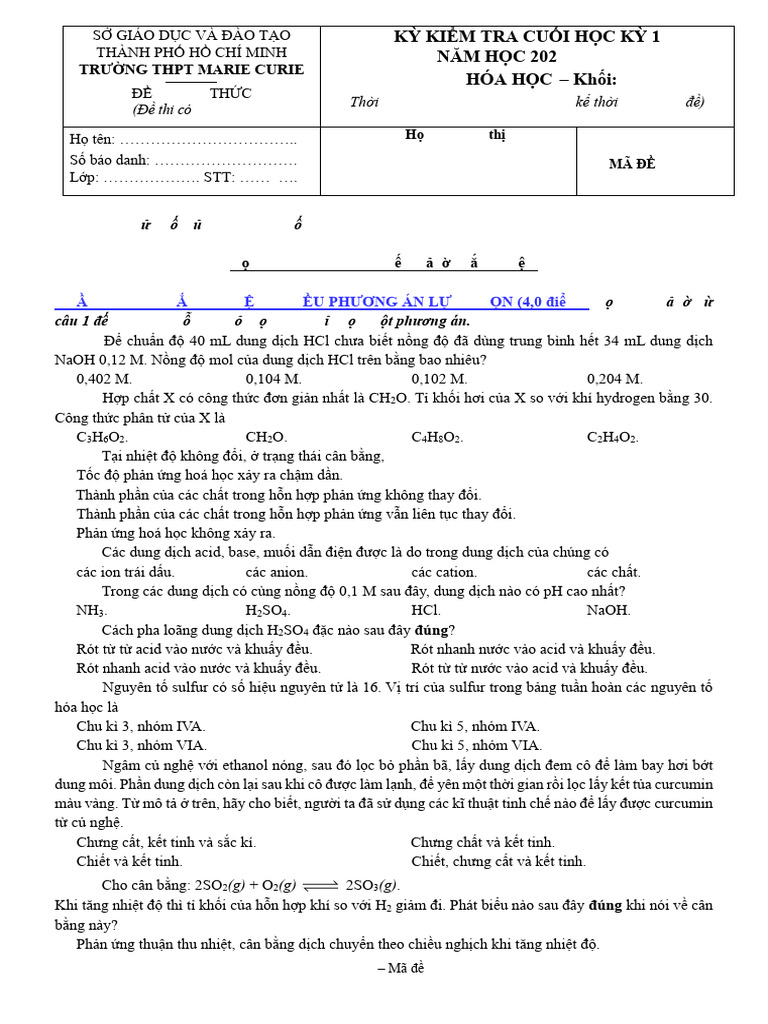 11A de 111 KT CUOI HK1 DE 1 | PDF