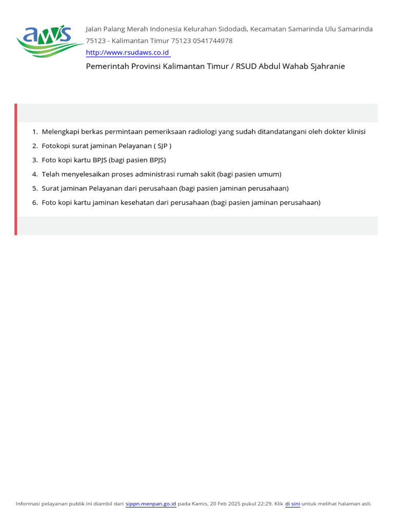 Panduan Layanan Radiologi RSUD AWS | PDF
