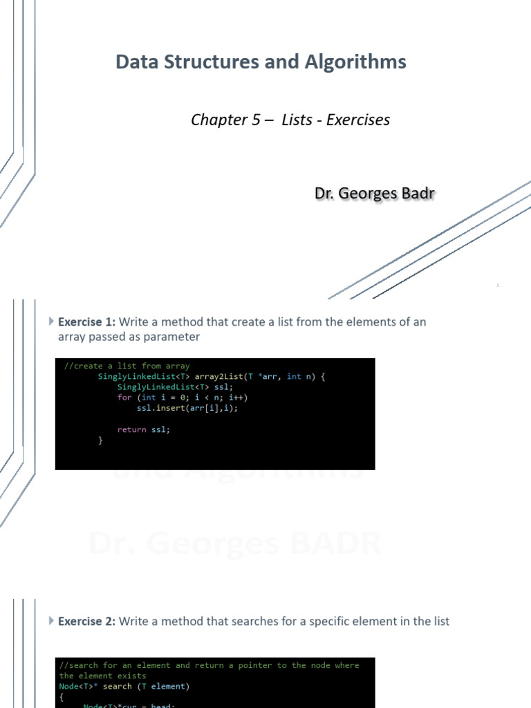 Chapter 5 - Lists - Exercises | PDF | Parameter (Computer Programming) | Theoretical Computer ...