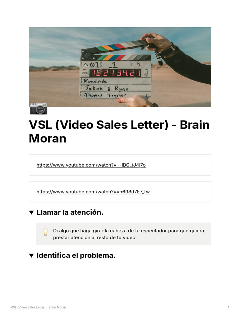 COMO HACER UN VSL_VSL_(Video_Sales_Letter)_-_Brain_Moran | PDF