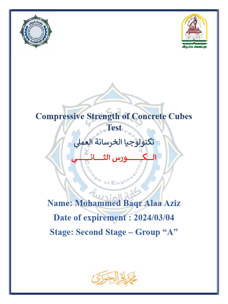 Compressive Strength of Concrete Cubes Test | PDF