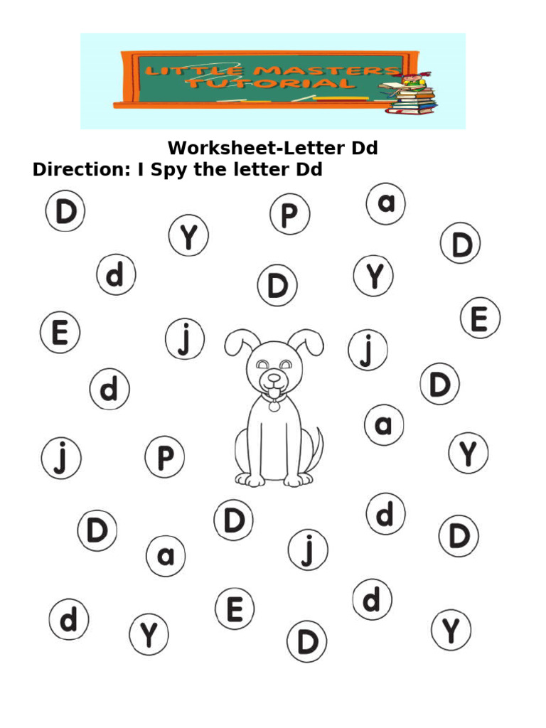 I Spy Worksheet for Letter Dd | PDF