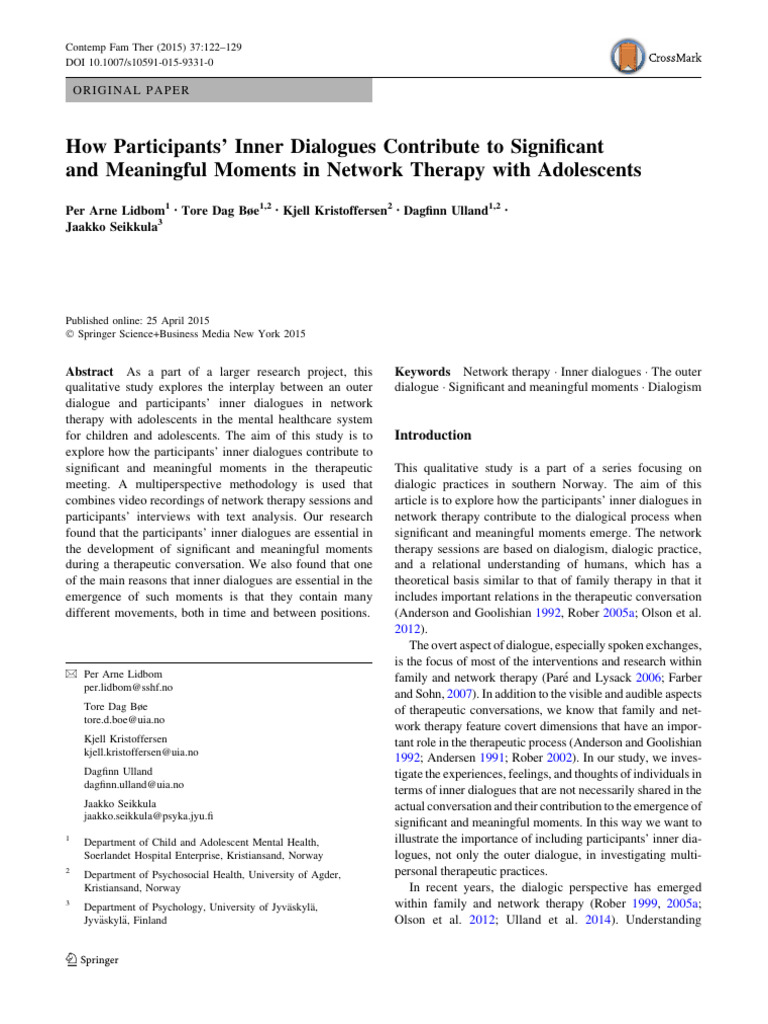 How Participants' Inner Dialogues Contribute To Significant and ...