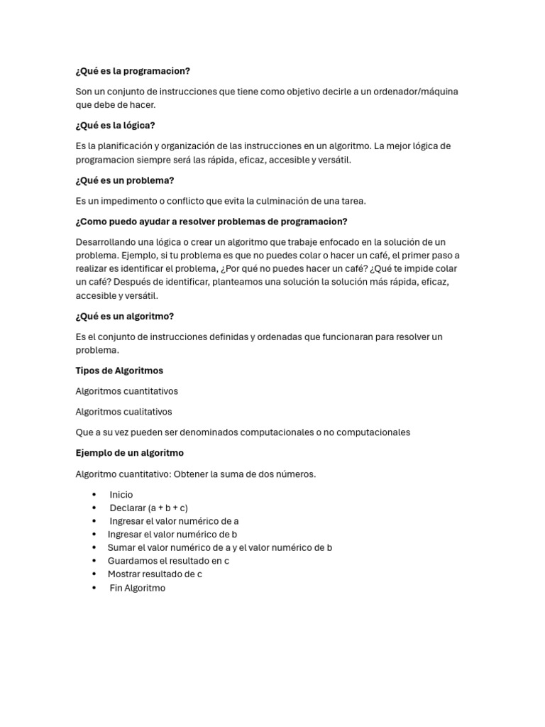 Qué Es La Programacion | PDF | Programación de computadoras | Algoritmos