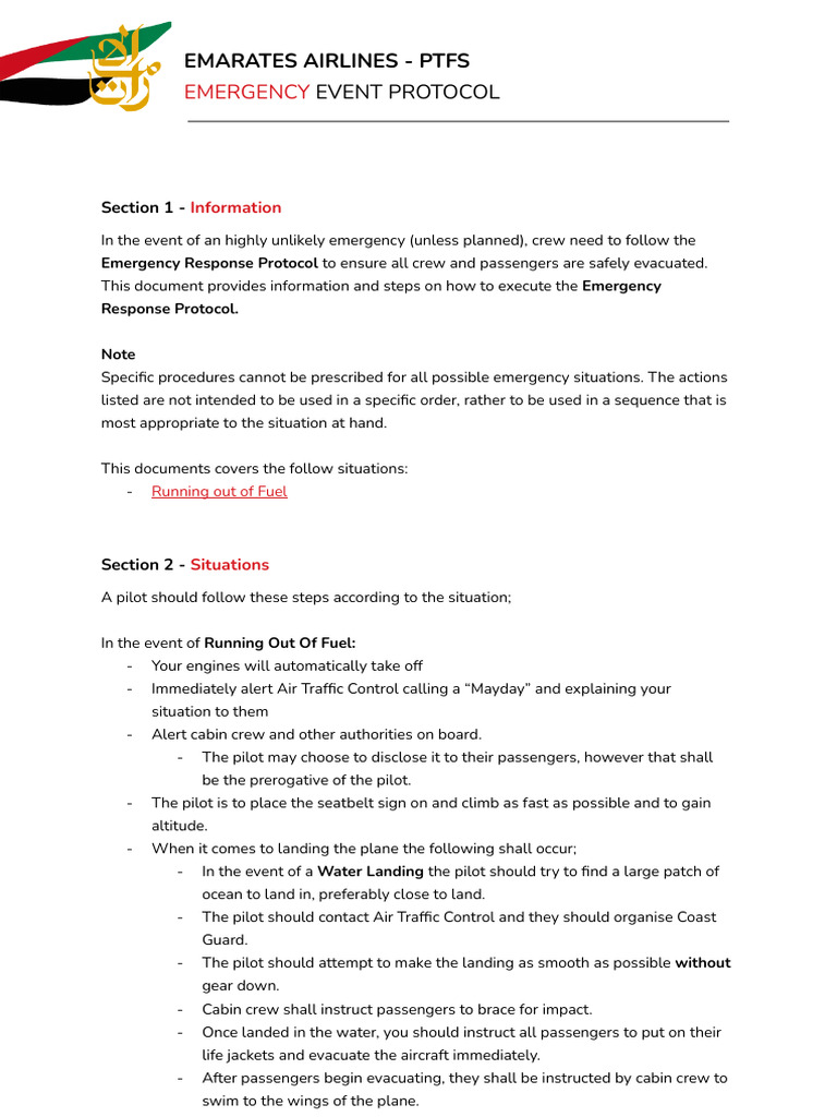 Emirates Airlines Emergency Protocols | PDF