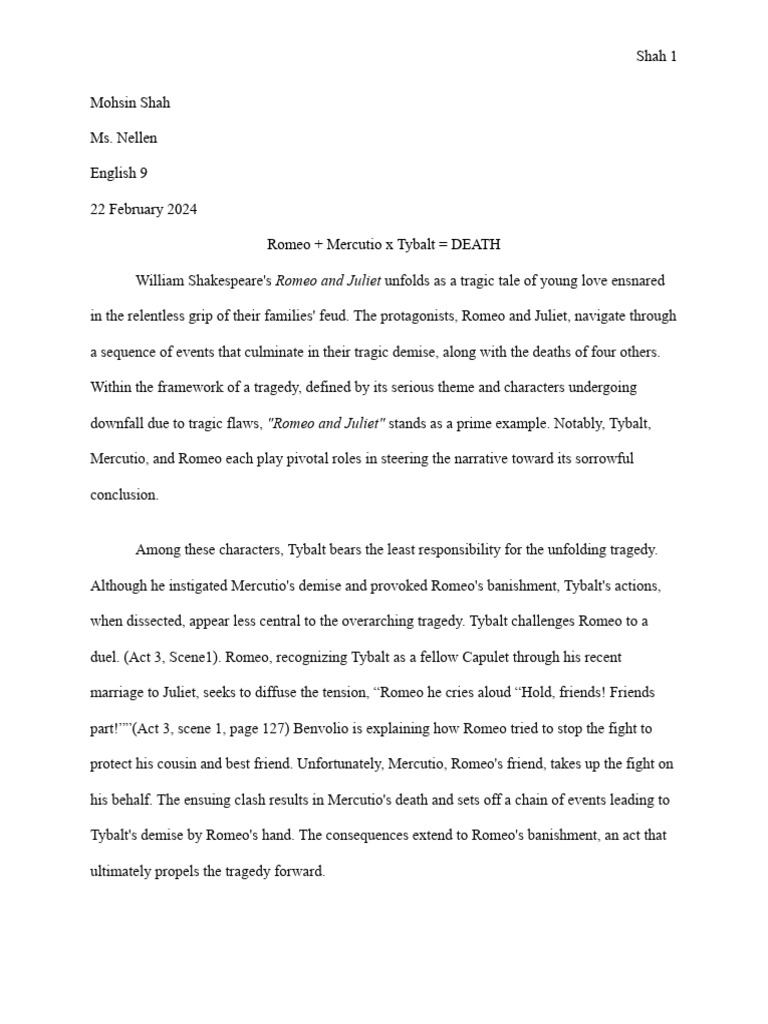 Analyzing Tragedy in Romeo and Juliet | PDF | Characters In Romeo And ...