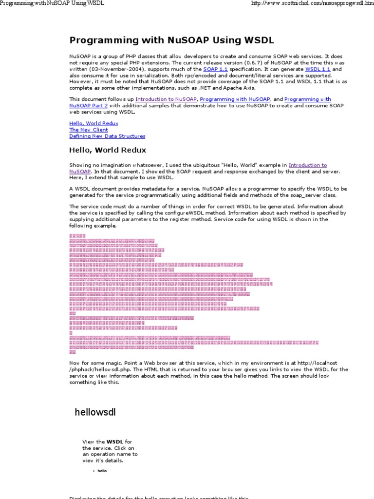 Programming With NuSOAP Using WSDL | PDF | Method (Computer Programming) | Soap