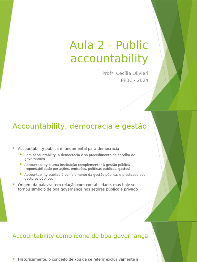 Aula 2 - Public Accountability | PDF | Governança | Democracia