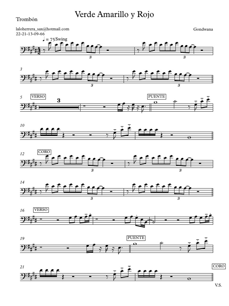 Verde Amarillo y Rojo - Trombón | PDF