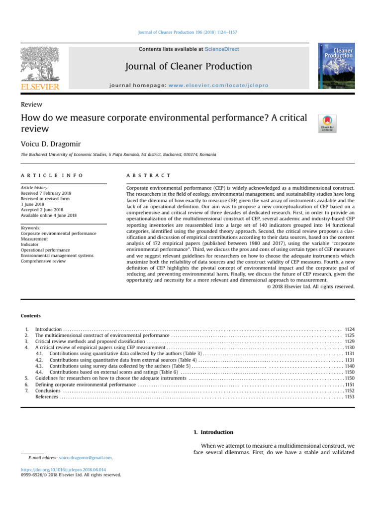 How Do We Measure Corporate Environmental Performance - A Critical ...