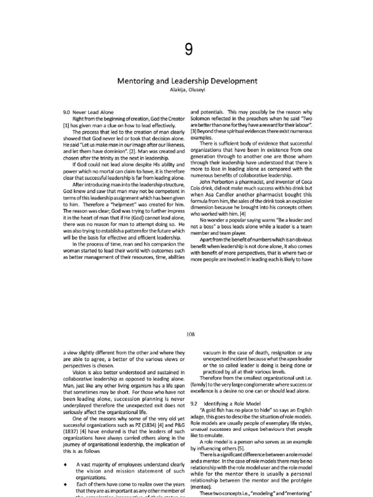 Leadership Chapter 09-Mentoring and Leadership Development | PDF