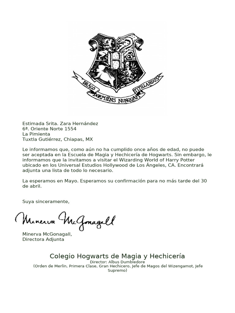 Carta Hogwarts | PDF