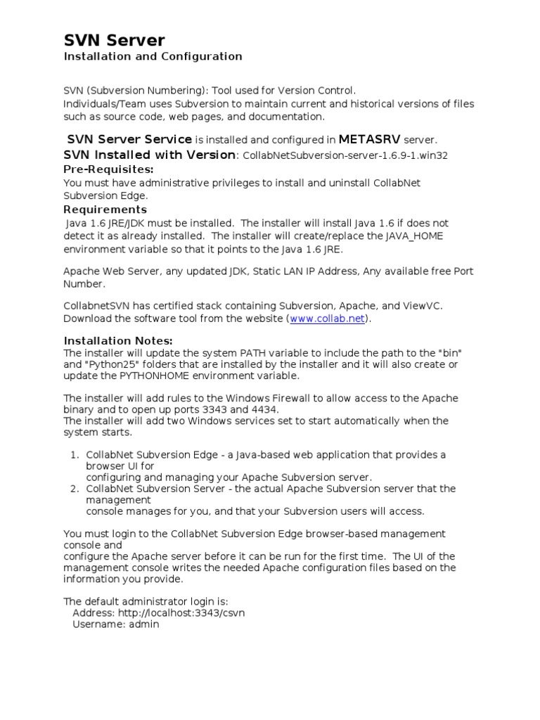 Svn Server Installation And Configuration Guide Pdf Web Server Internet And Web