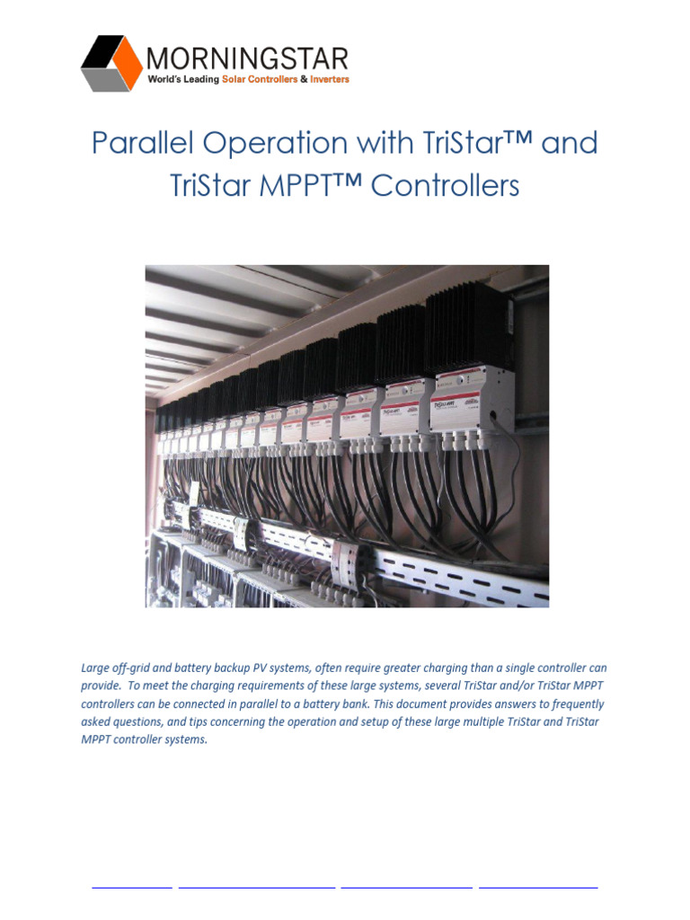 Parallel Solar Charging With TriStar and TriStar MPPT Solar Controllers ...