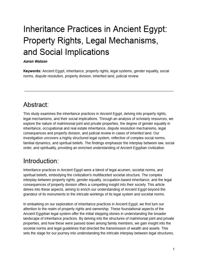 Inheritance Practices in Ancient Egypt P | PDF | Ancient Egypt | Property