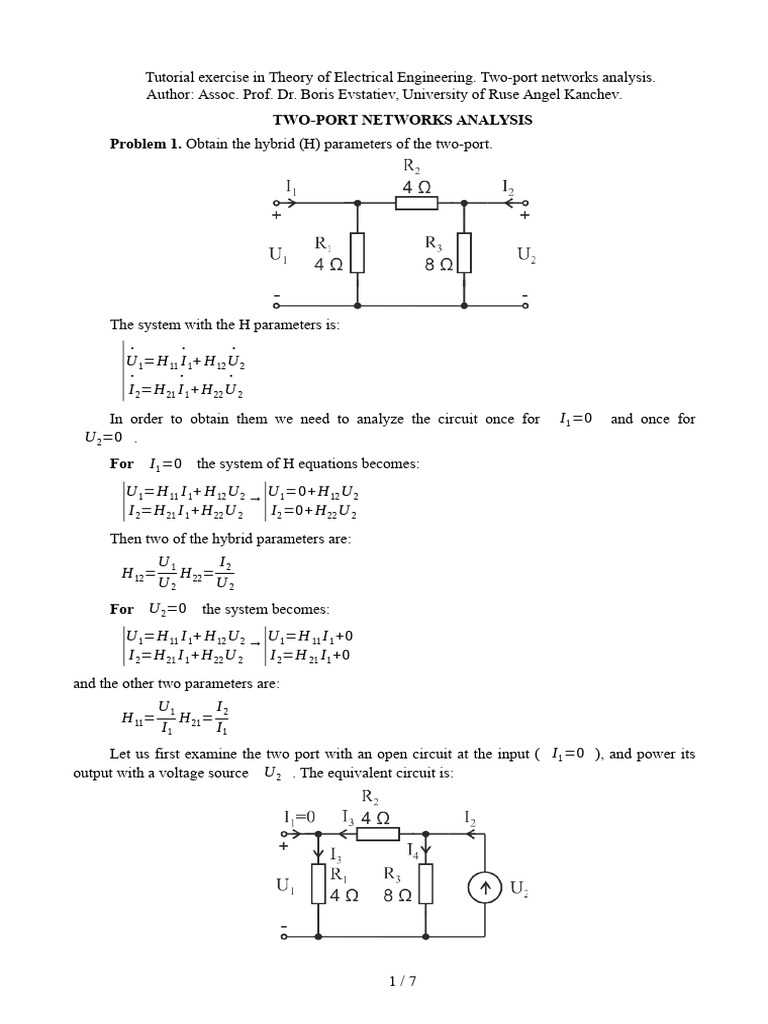 Tute 4. Two-Port Networks | PDF | Network Analysis (Electrical Circuits) | Electrical Network