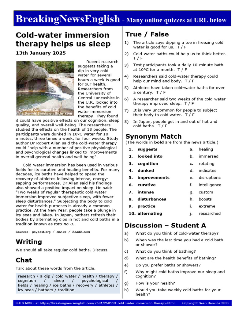 Cold Water Immersion Therapy M | PDF | Sleep | Psychology
