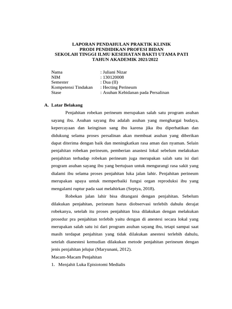 Penanganan Robekan Perineum pada Ibu | PDF