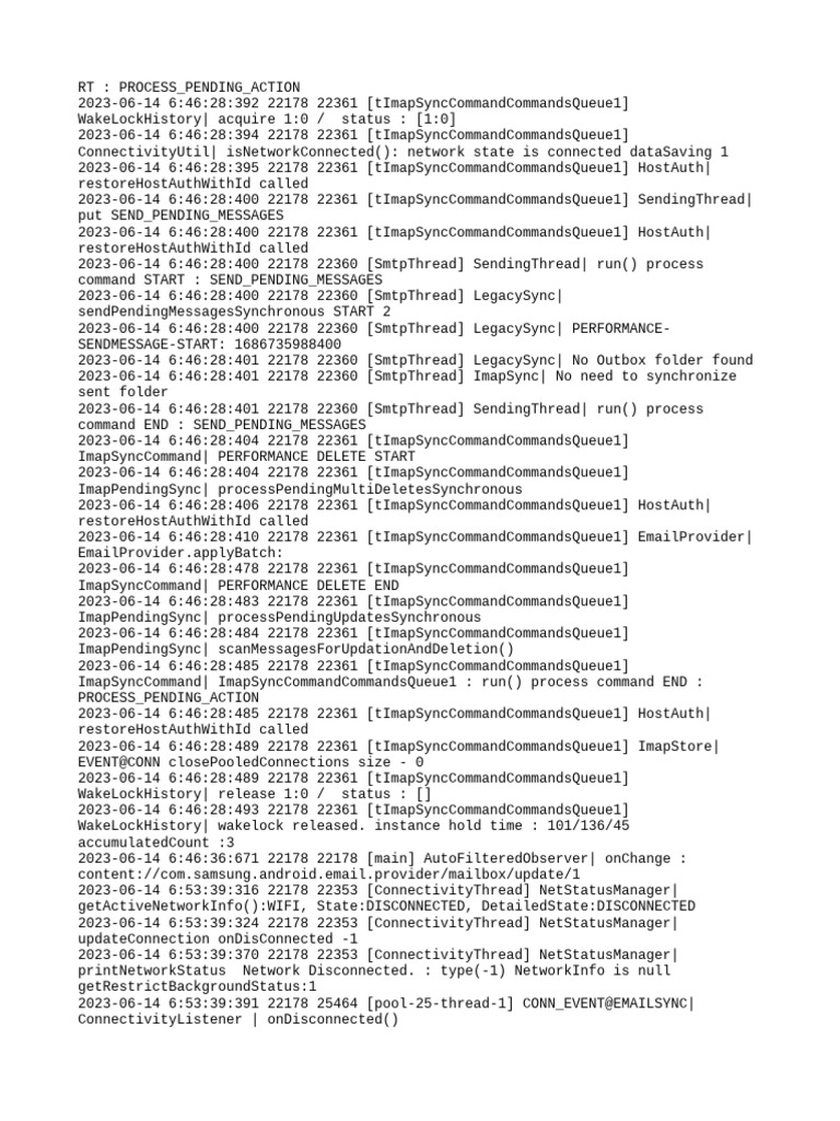 Email Sync Process Log | PDF | Computing
