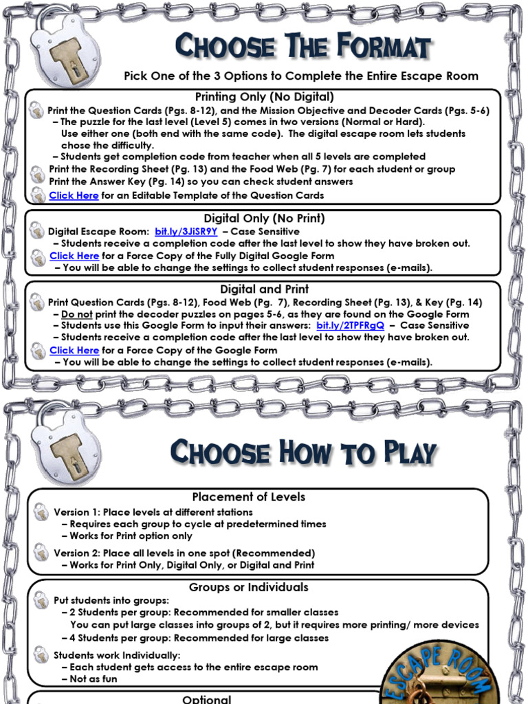 Food Web Escape Room Instructions | PDF | Foods | Food Web