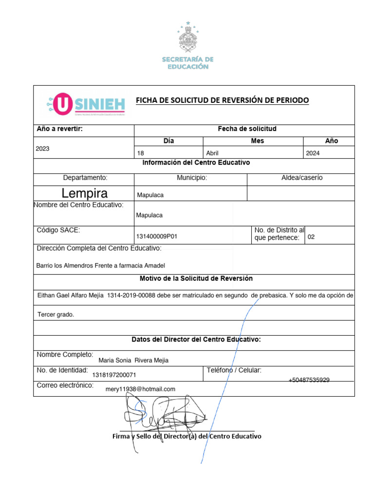 Ficha Solicitud Reversion Periodo Comprimido | PDF