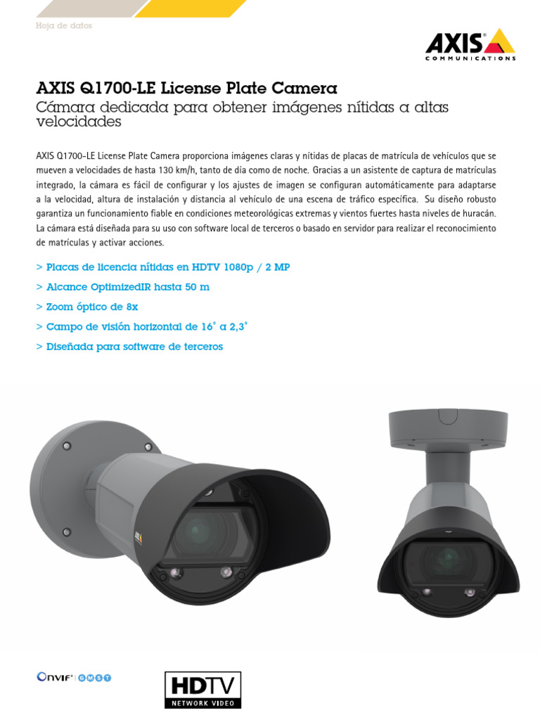 Datasheet Axis q1700 Le License Plate Camera Es ES 377509 | PDF ...