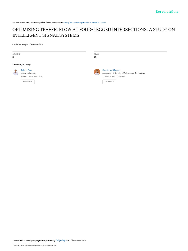 Optimizing Traffic Flow at Four-Legged Intersections: A Study On Intelligent Signal Systems ...