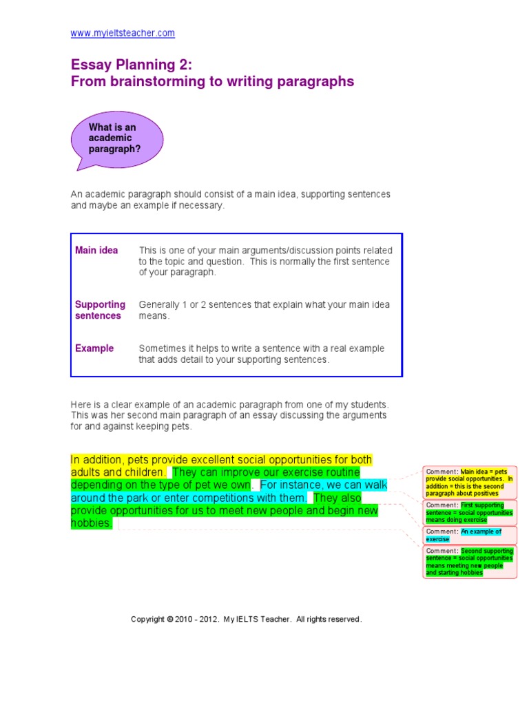 Essay Planning 2 Paragraphs 1 | PDF