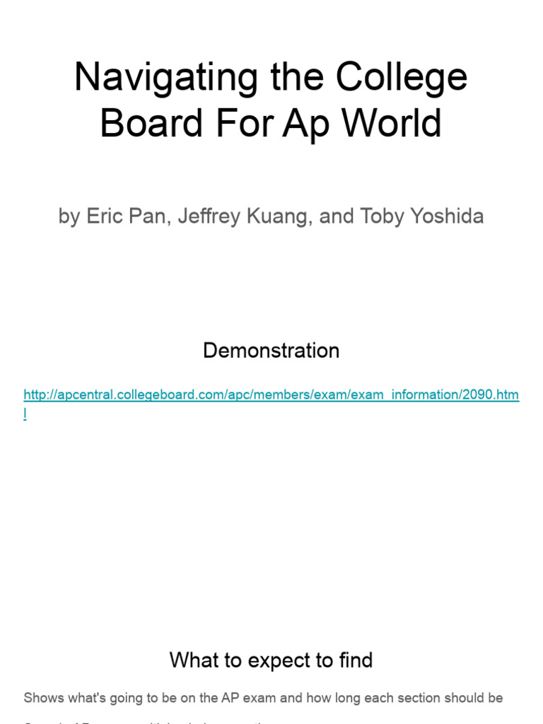 Navigating the College Board For Ap World | PDF